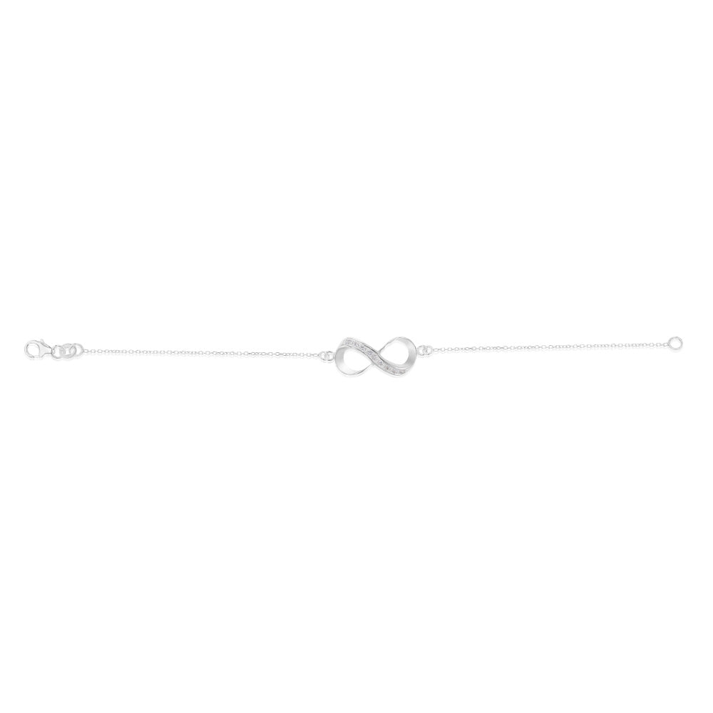 Sterling Silver Cubic Zirconia Infinity Trace Bracelet 19cm – Silver Chic