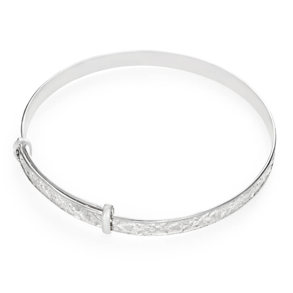 Sterling Silver Embossed Patterned Expandable Baby Bangle – Silver Chic