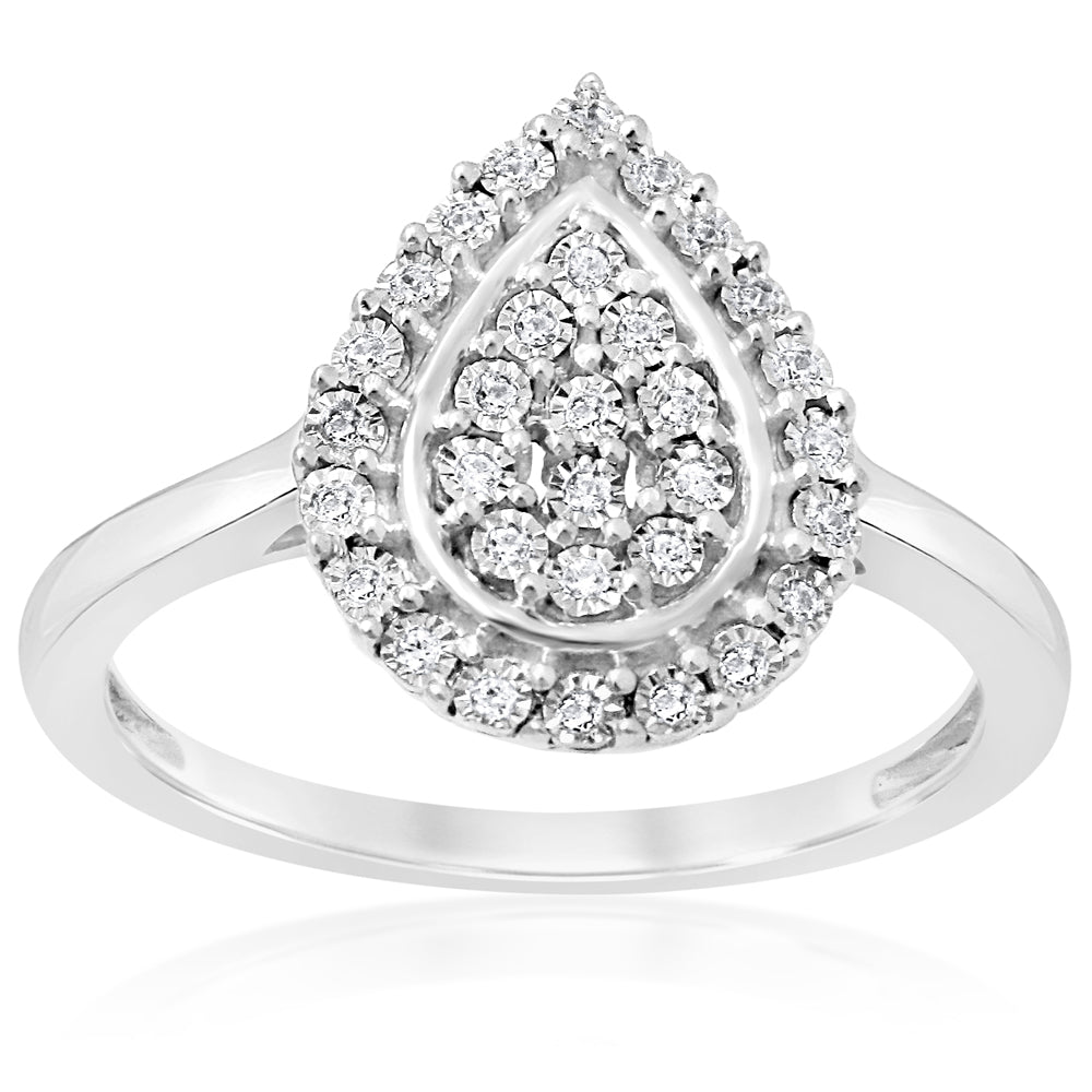 Sterling Silver 10 Points Diamond Dress Ring – Silver Chic