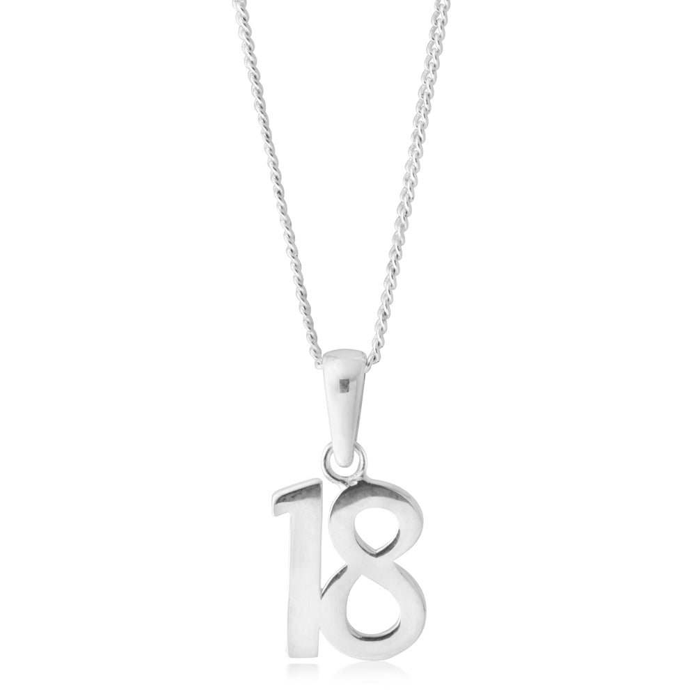 Sterling Silver Number 18 Pendant – Silver Chic