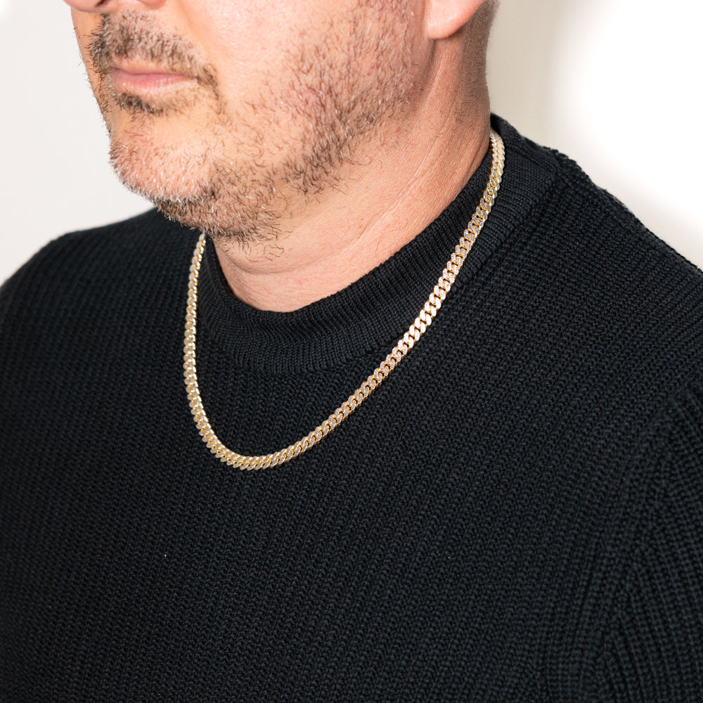 Sterling Silver Two Tone Pave Curb 180 Gauge 50cm Chain – Silver Chic